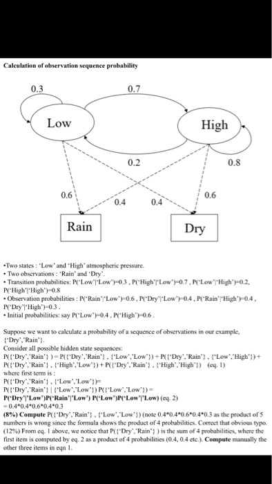 Solved Calculation of observation sequence probability 0.3 | Chegg.com