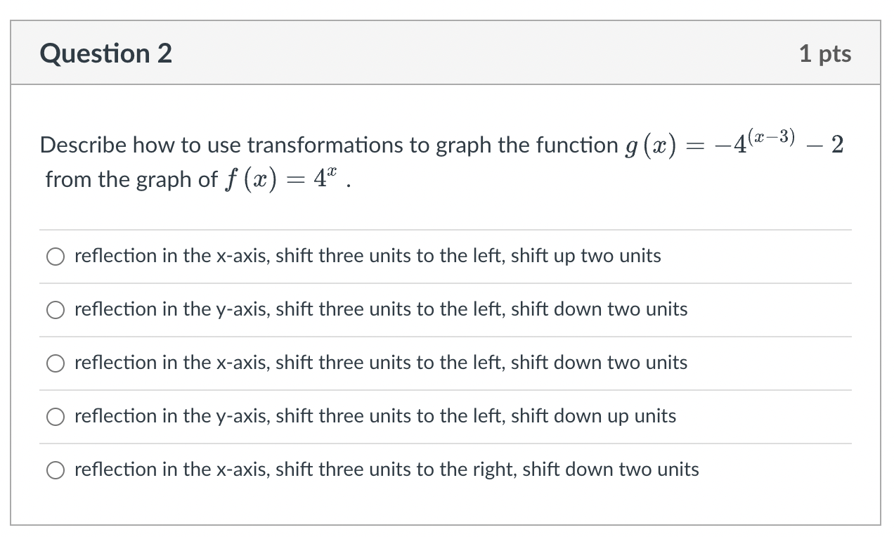 Solved Question 2Describe how to use transformations to | Chegg.com