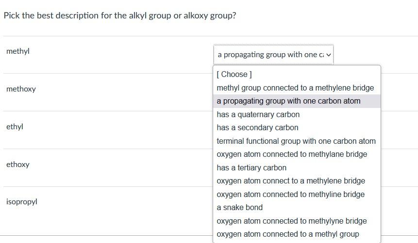 Solved Pick the best description for the alkyl group or | Chegg.com