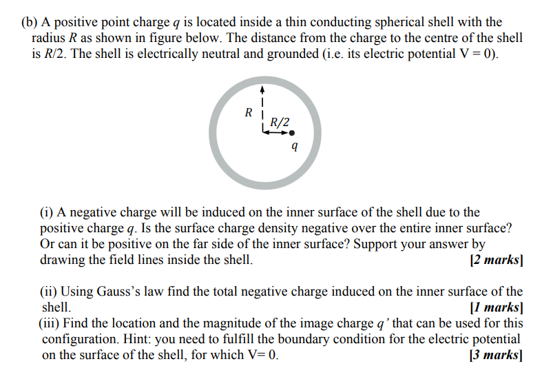 Solved (b) ﻿A positive point charge q ﻿is located inside a | Chegg.com