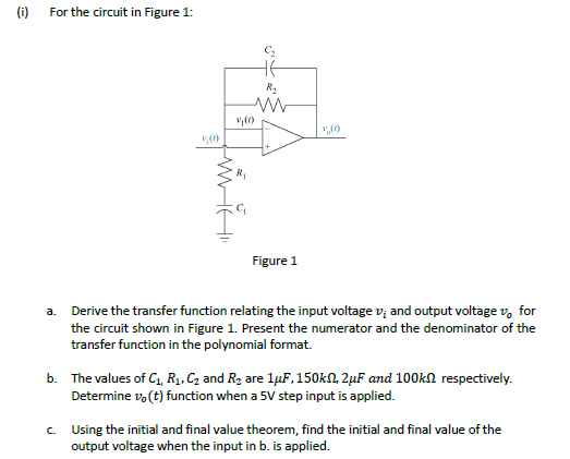 Solved (i) For the circuit in Figure 1 : rigure 1 a. Derive | Chegg.com