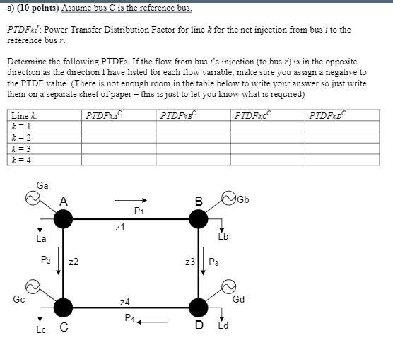 a) (10 points) Assume bus C is the reference bus. | Chegg.com