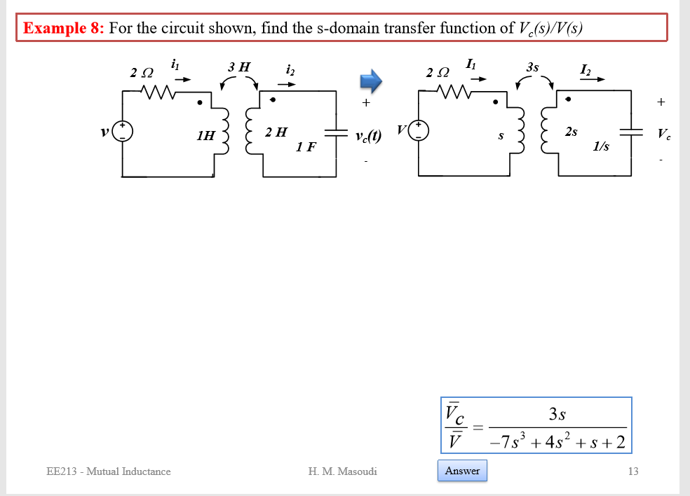 Solved Example 8: For the circuit shown, find the s-domain | Chegg.com