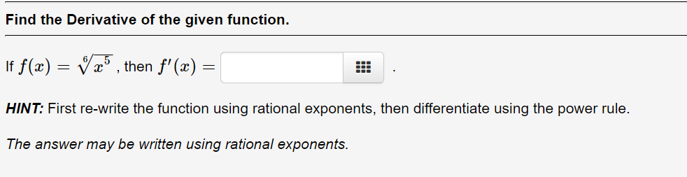 Solved Find the Derivative of the given function. If f(x) = | Chegg.com