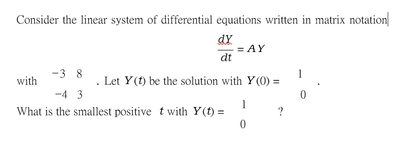 Solved Consider the linear system of differential equations | Chegg.com