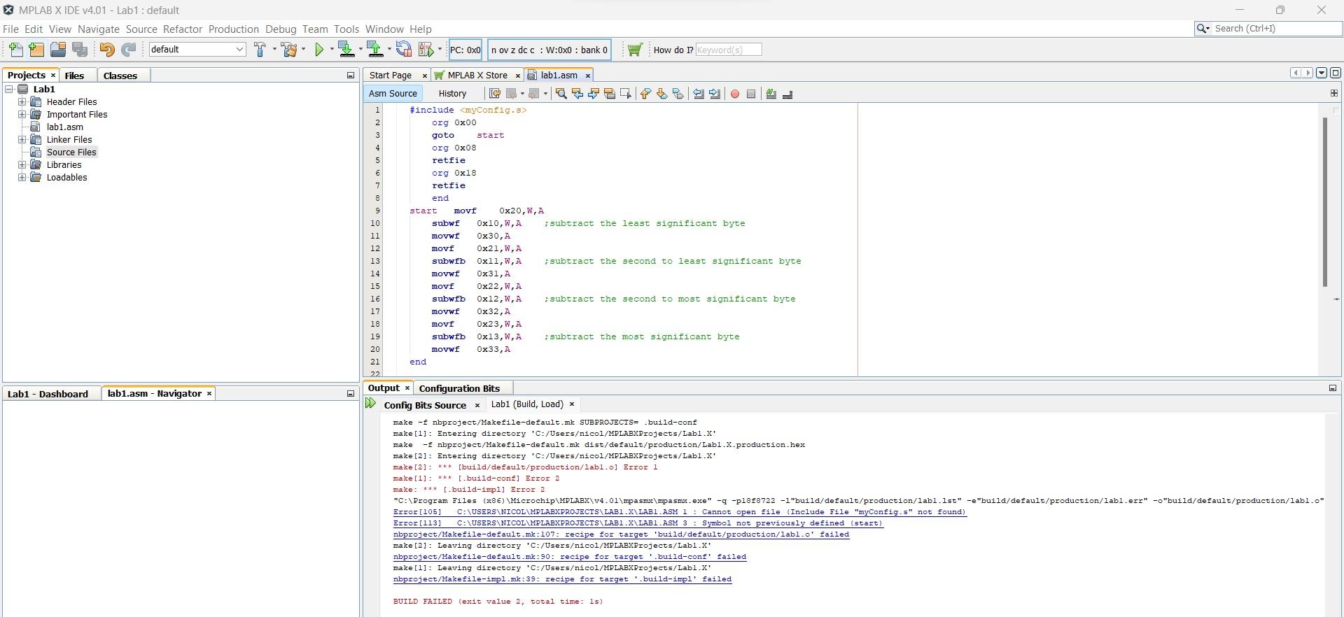 Solved MPLAB X v4.01 Can you help me find out why I am | Chegg.com