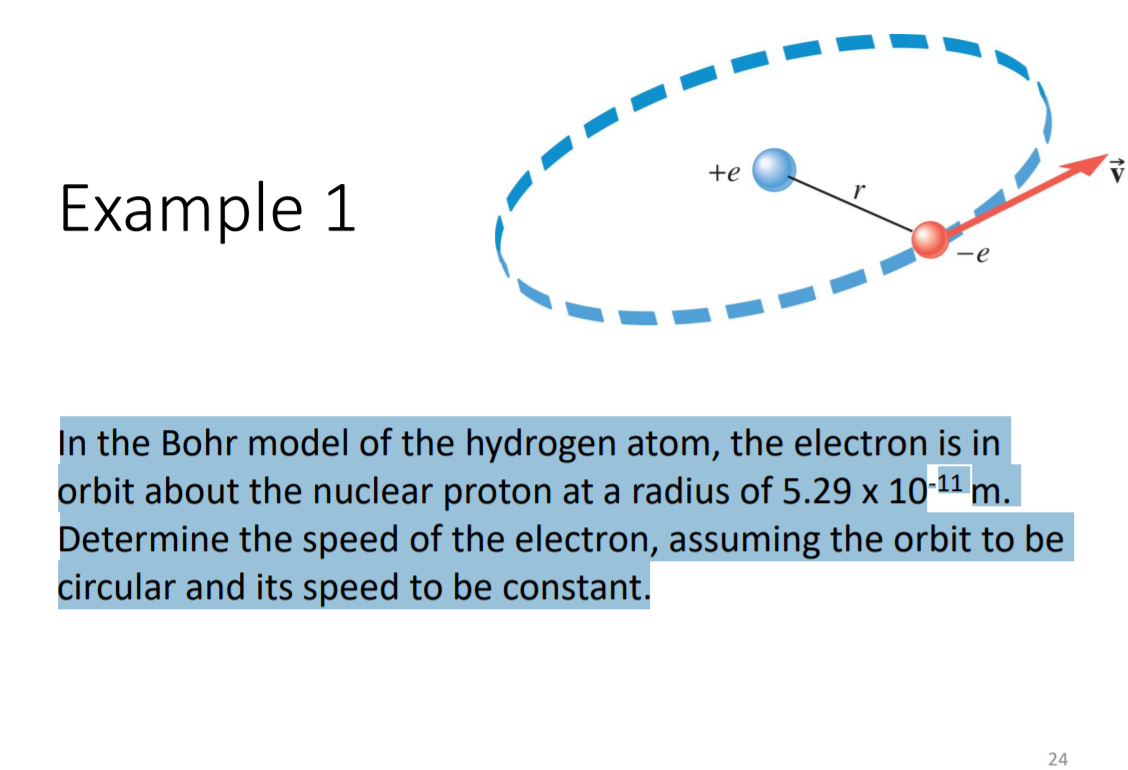 Solved te Example 1 In the Bohr model of the hydrogen atom, | Chegg.com