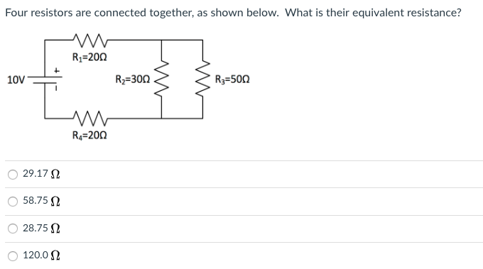 Solved Four resistors are connected together, as shown | Chegg.com