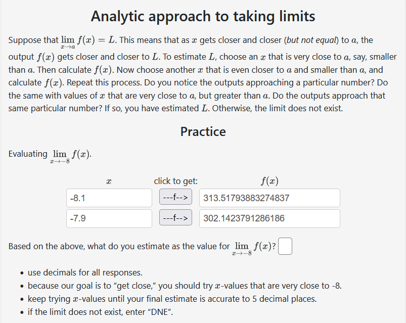 Solved Analytic approach to taking limits Suppose that | Chegg.com