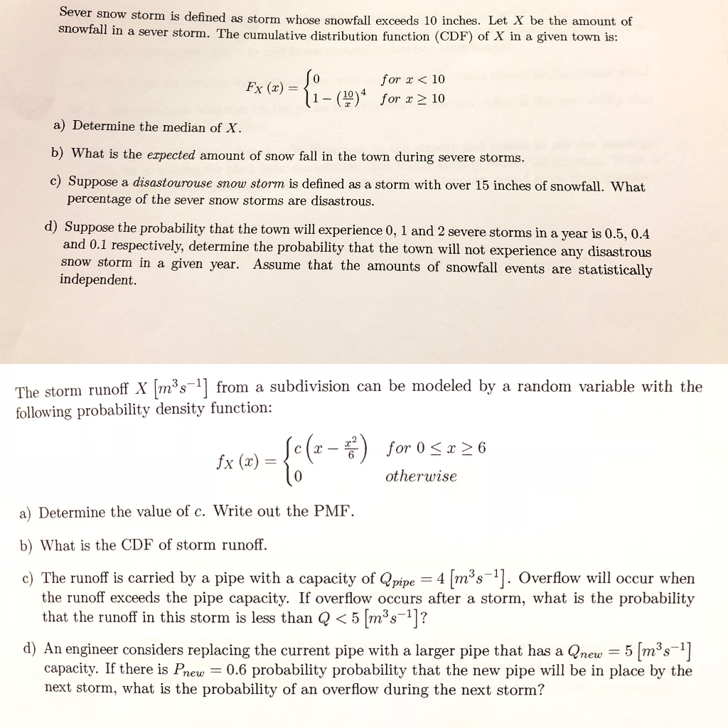 Solved Seve snowfall in a r snow storm is defined as storm | Chegg.com