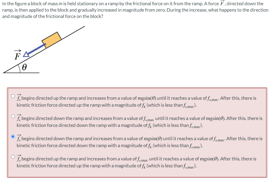 Solved In the figure a block of mass m is held stationary on | Chegg.com