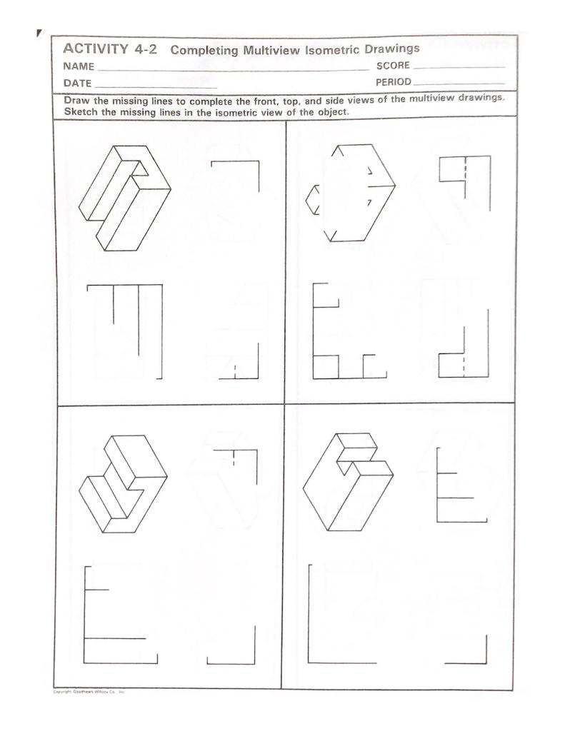 Solved ACTIVITY 4-2 Completing Multiview Isometric Drawings | Chegg.com