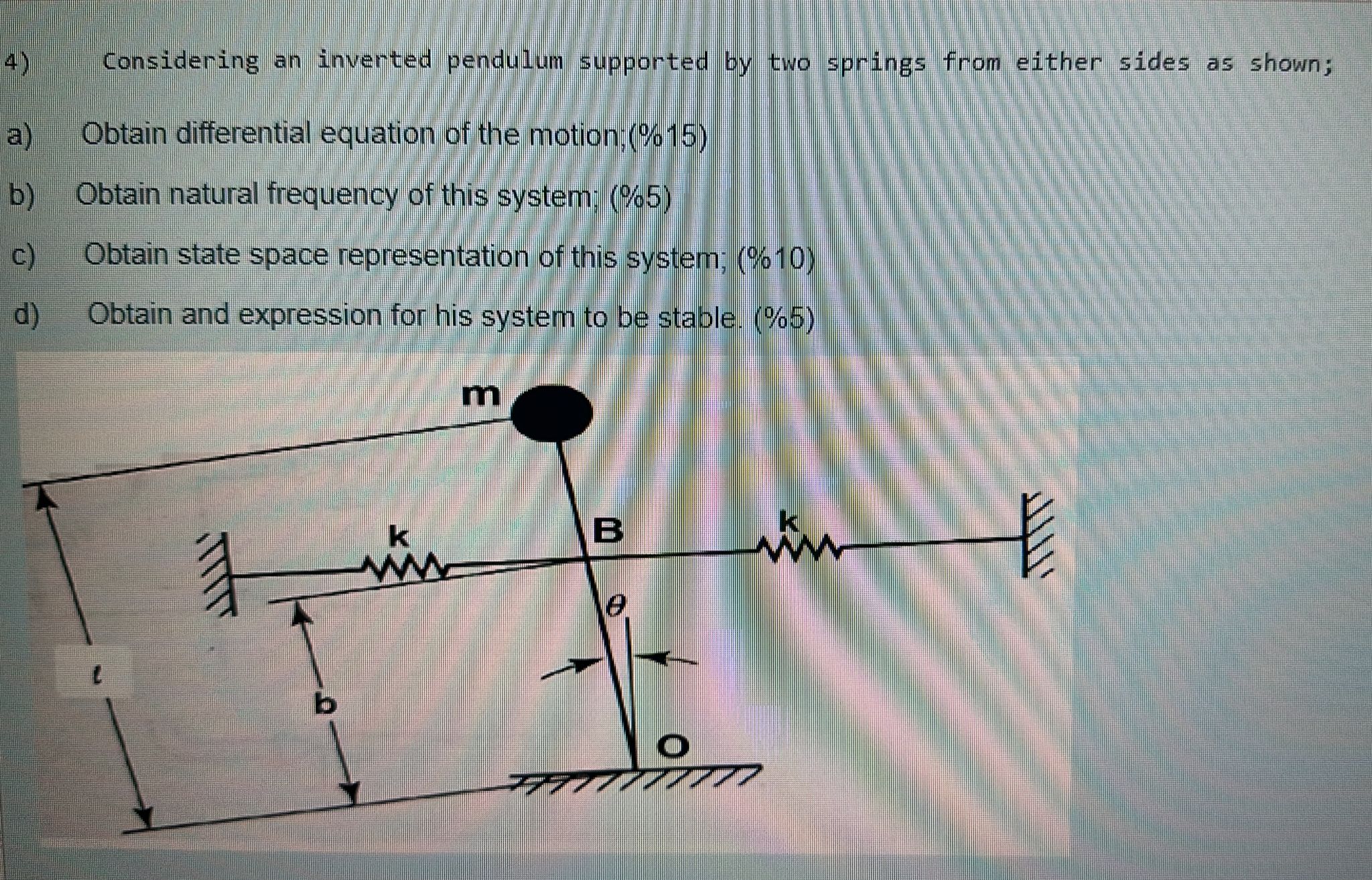 Considering an inverted pendulum supported by two | Chegg.com