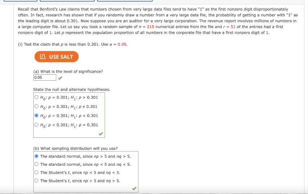 Solved Recall that Benford's Law claims that numbers chosen | Chegg.com