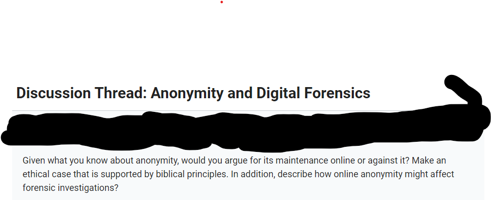 Solved Discussion Thread: Anonymity and Digital Forensics | Chegg.com
