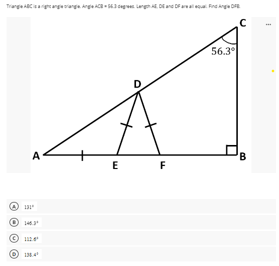 Solved Triangle ABC is a right angle triangle. Angle ACB | Chegg.com