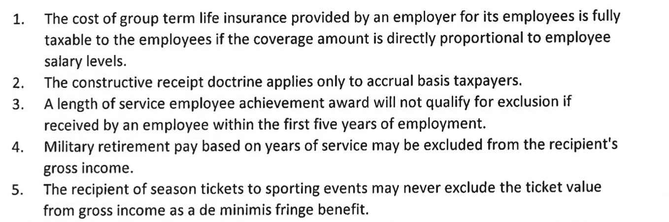 1. The cost of group term life insurance provided by | Chegg.com