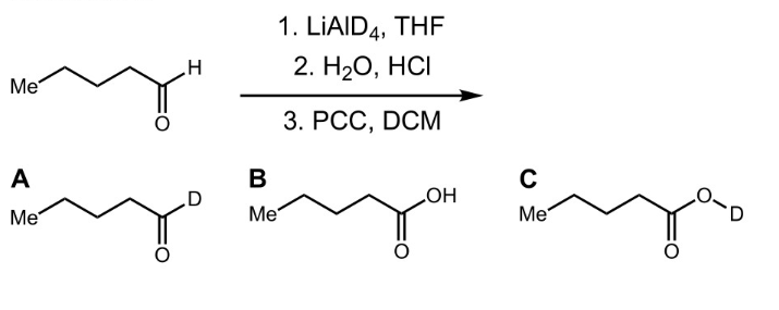 Solved 1. LiAID4, THE 2. H20, HCI H Me 3. PCC, DCM А. B C D | Chegg.com