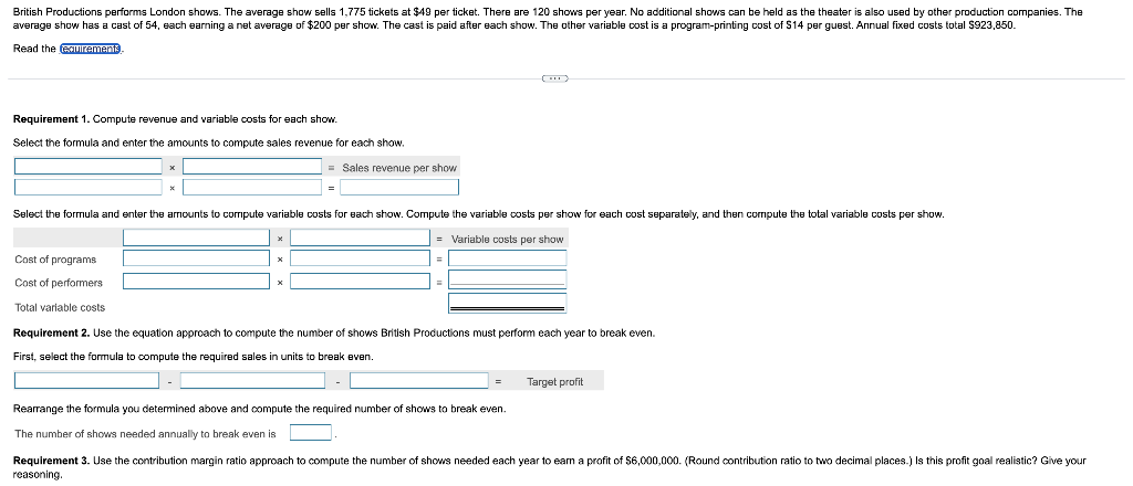 Solved Read the Requirement 1. Compute revenue and variable | Chegg.com
