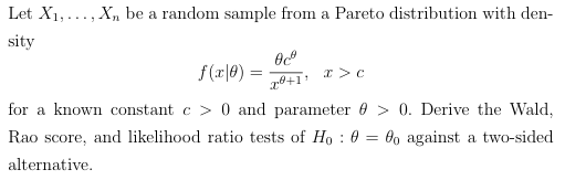 Let x1,dots,xn ﻿be a random sample from a Pareto | Chegg.com