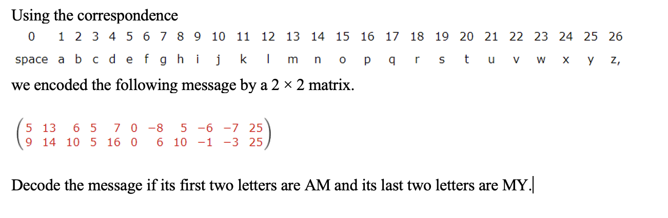 Solved Using the correspondence 0 1 2 3 4 5 6 7 8 9 10 11 12 | Chegg.com