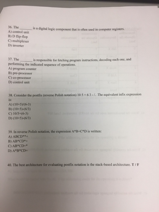 Solved 36. Theis A) control unit B) D flip-flop C) | Chegg.com