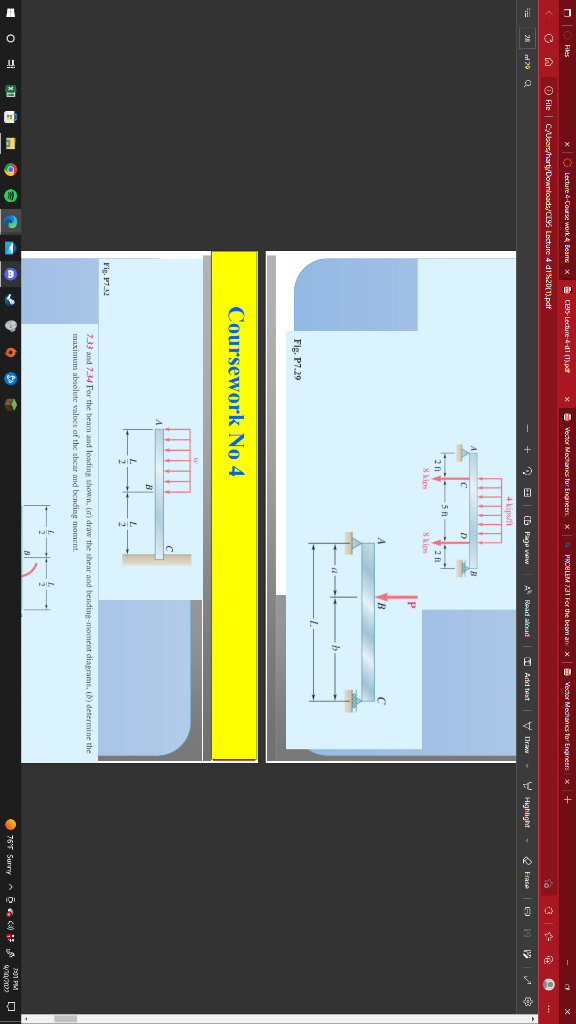 Solved Fig. P7.29 Coursework No 4 7.33 and 7.34 For the beam | Chegg.com