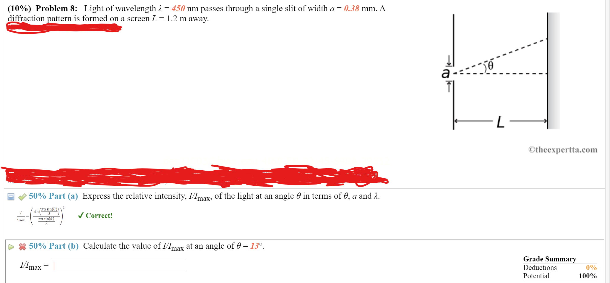 Solved (10\%) Problem 8: Light of wavelength λ=450 nm passes | Chegg.com