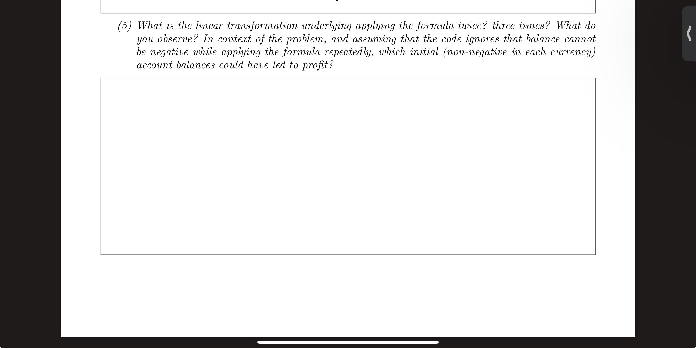 Solved (5) ﻿What is the linear transformation underlying | Chegg.com
