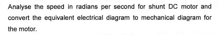 Solved Analyse the speed in radians per second for shunt DC | Chegg.com