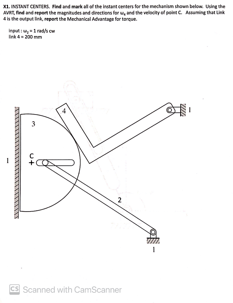 Solved X1. INSTANT CENTERS. Find and mark all of the instant | Chegg.com