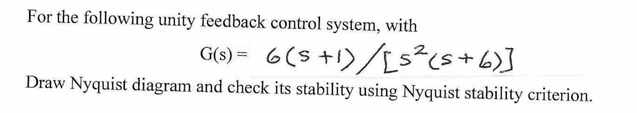 Solved For the following unity feedback control system, with | Chegg.com