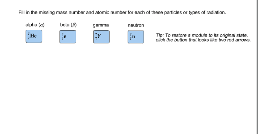 Solved Fill in the missing mass number and atomic number for | Chegg.com