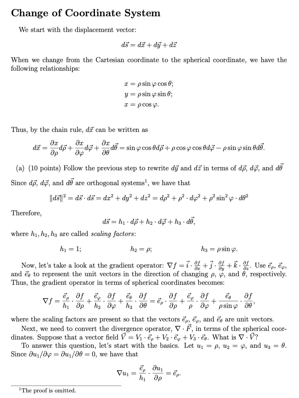 Solved Change of Coordinate System We start with the | Chegg.com