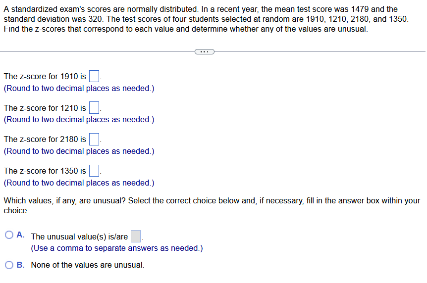 Solved A standardized exam's scores are normally | Chegg.com