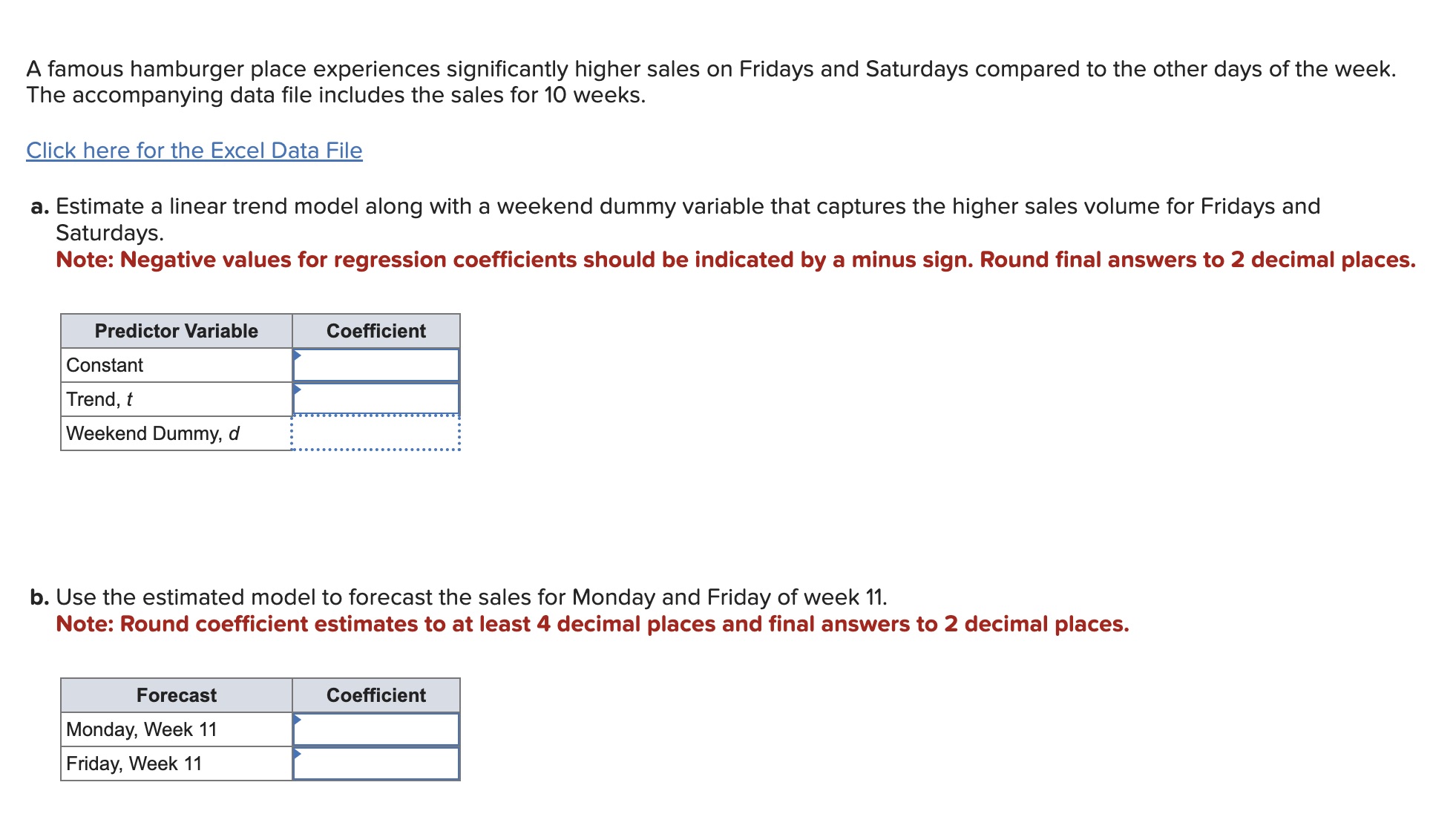 [Solved]: A famous hamburger place experiences significantl
