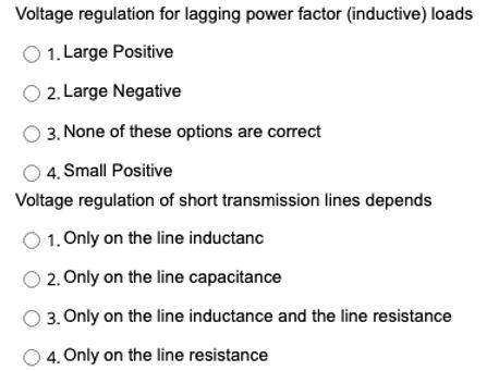 Solved Voltage regulation for lagging power factor | Chegg.com