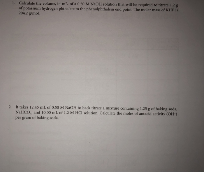 Solved 1. Calculate the volume, in mL, of a 0.50 M NaOH | Chegg.com