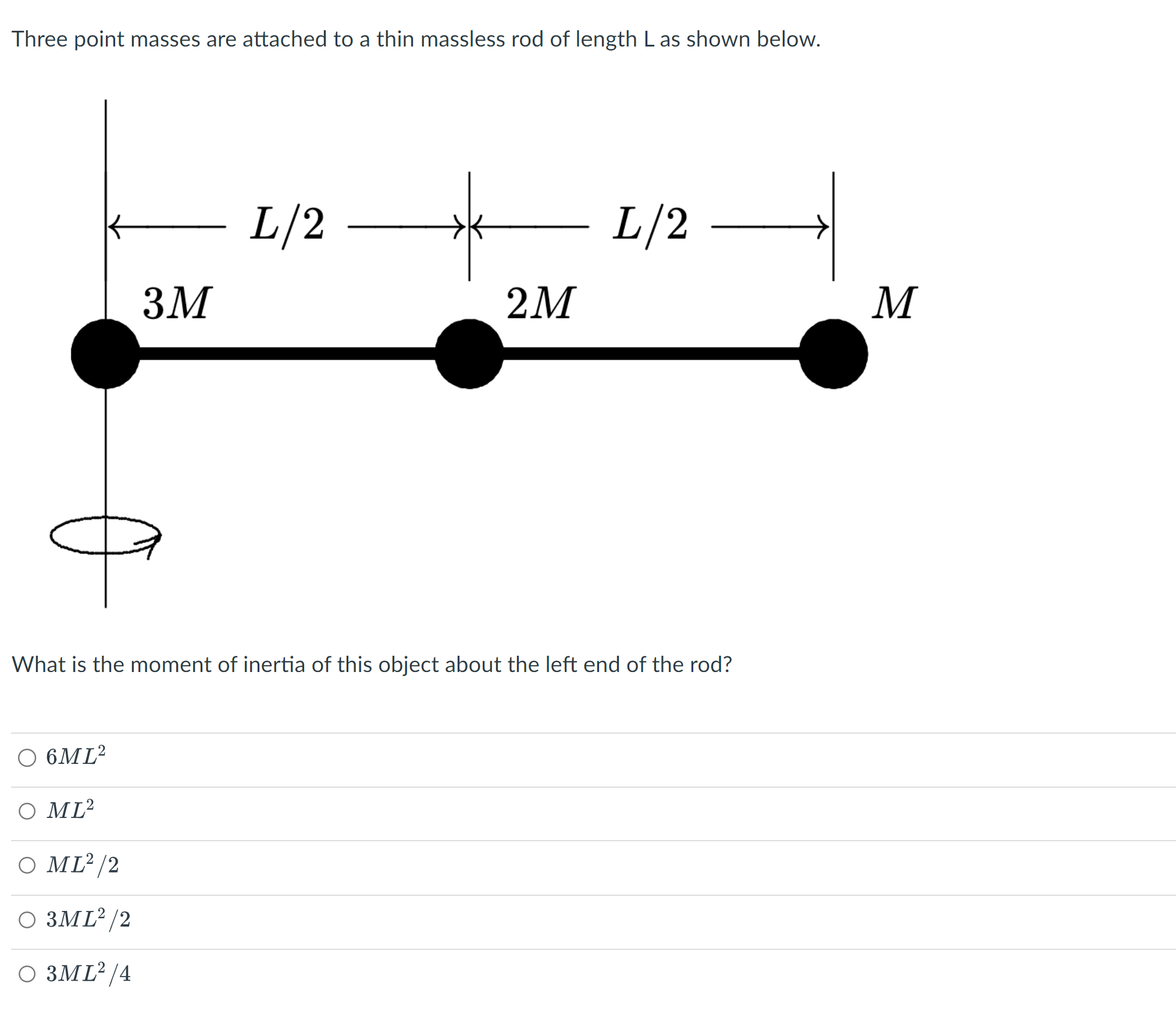 Solved Three point masses are attached to a thin massless | Chegg.com