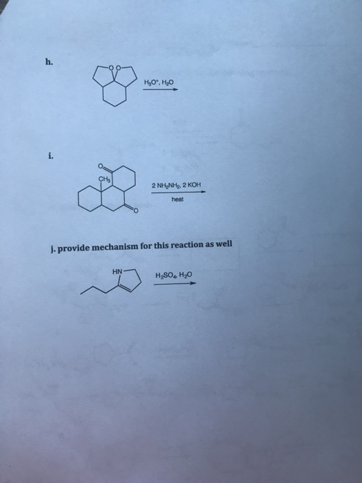 Solved h. Hyo, HO 2 NH2NH2, 2 KOH heat j provide mechanism | Chegg.com
