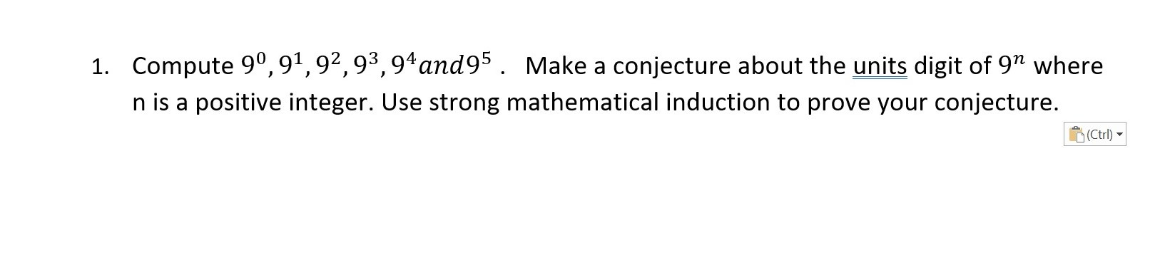 Solved 1. Compute 90,91,92,93,94 and 95. Make a conjecture | Chegg.com
