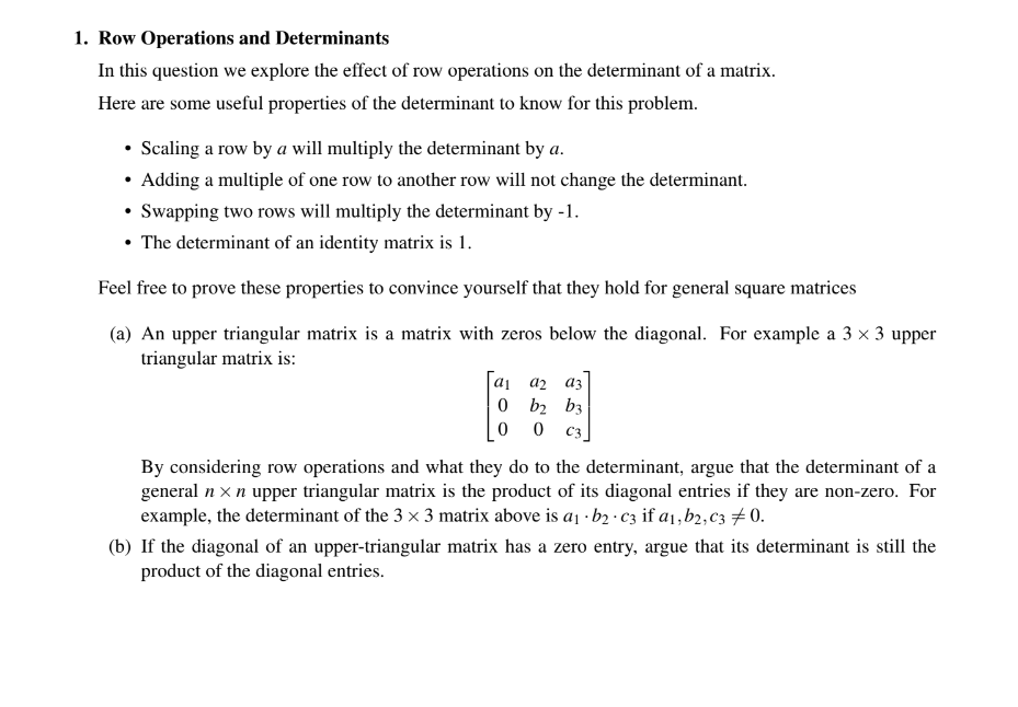 Solved Row Operations and DeterminantsIn ﻿this question we | Chegg.com