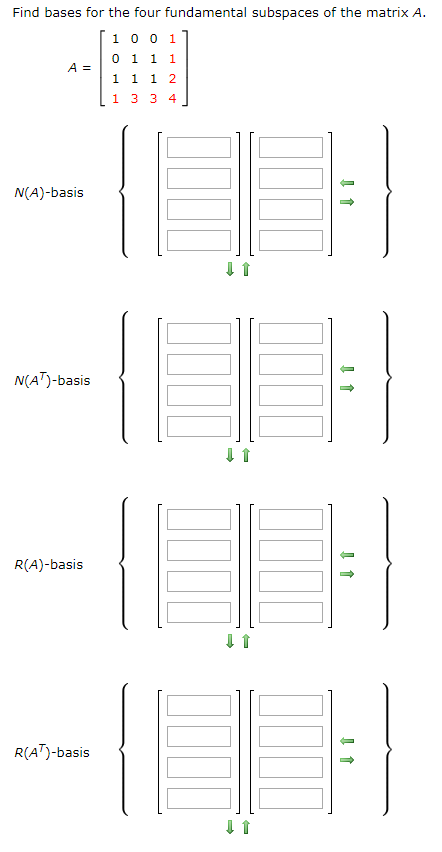 Solved Find bases for the four fundamental subspaces of the | Chegg.com