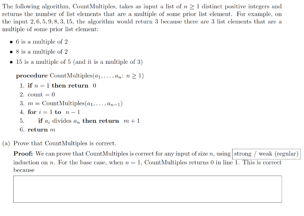 Solved The following algorithm, Count Multiples, takes as | Chegg.com