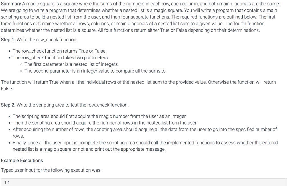 Solved Summary A magic square is a square where the sums of | Chegg.com