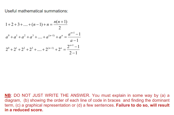 Solved Useful mathematical summations: | Chegg.com
