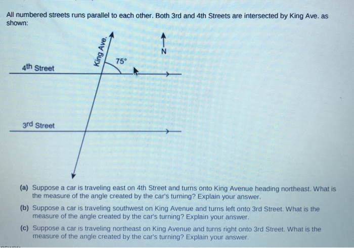 Solved All numbered streets runs parallel to each other. | Chegg.com