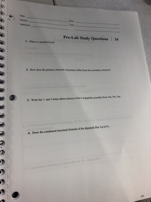 Solved Date Section Team Pre-Lab Study Questions | 34 1. | Chegg.com