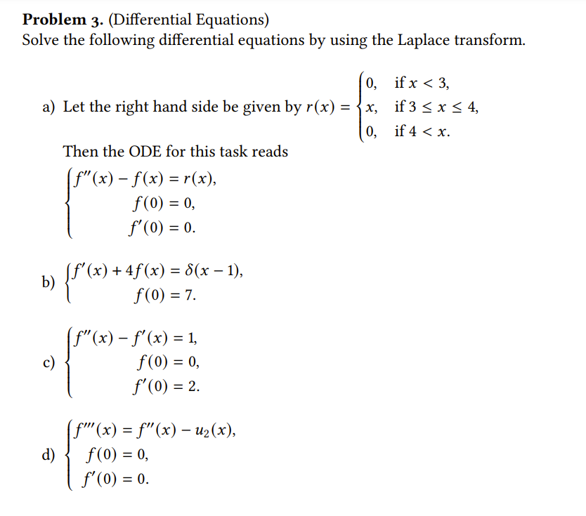 Solved Problem 3. (Differential Equations) Solve the | Chegg.com