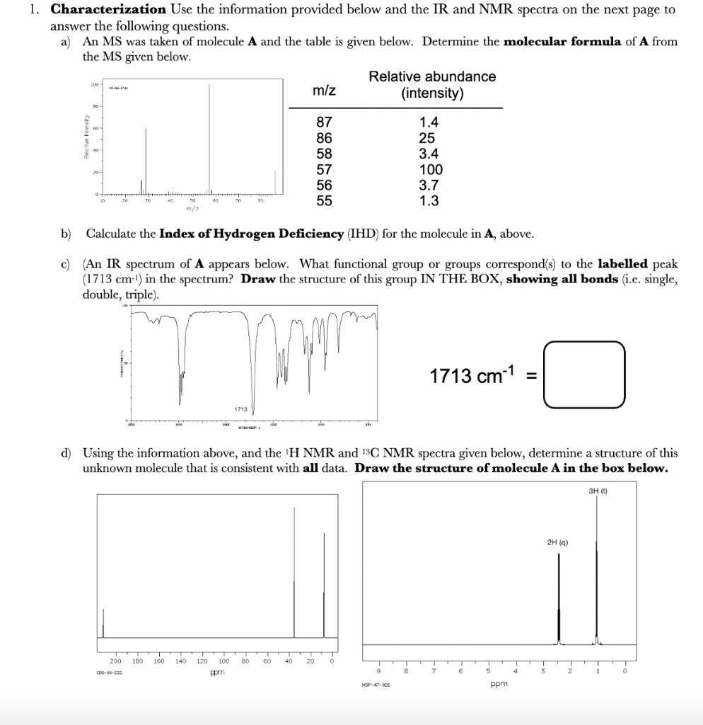 Solved 1. Characterization Use the information provided | Chegg.com